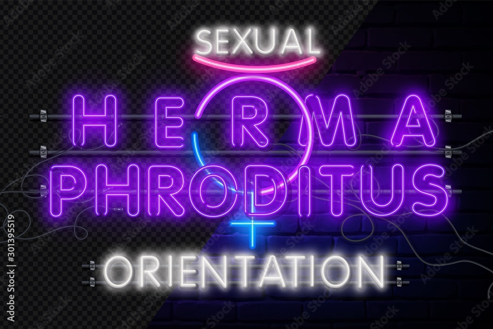 Hermaphroditus Vector realistic isolated neon sign of Hermaphroditus ...