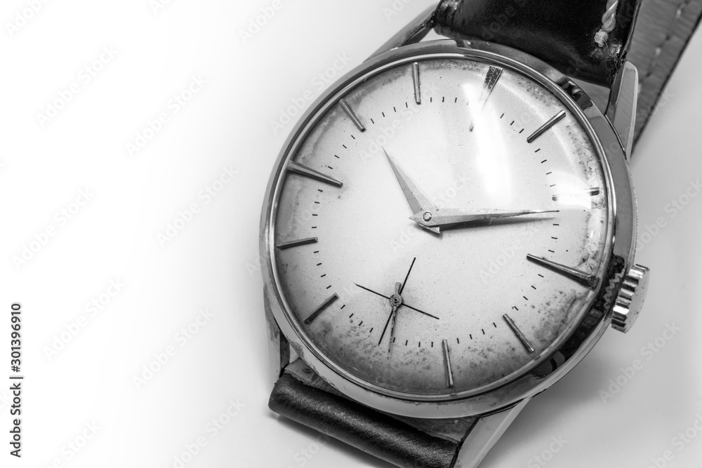 An old gold mechanical wristwatch with manual winding. Antique watch ...