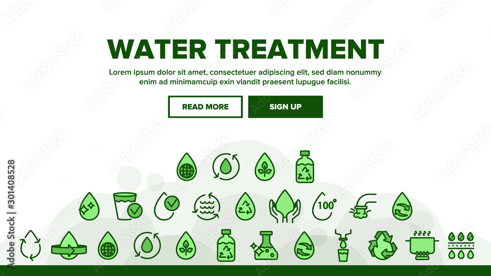 Collection Water Treatment Signs Icons Set Vector Thin Line. Water ...