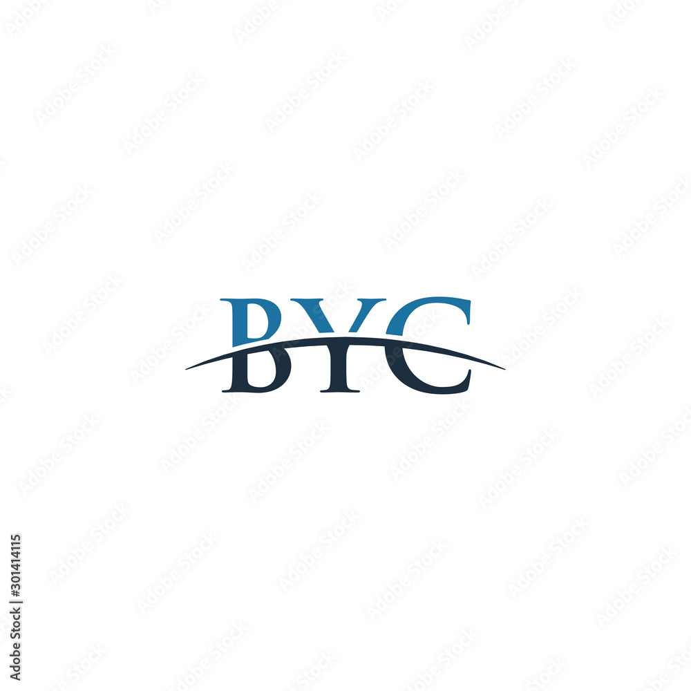 Initial letter BYC, overlapping movement swoosh horizon logo company ...