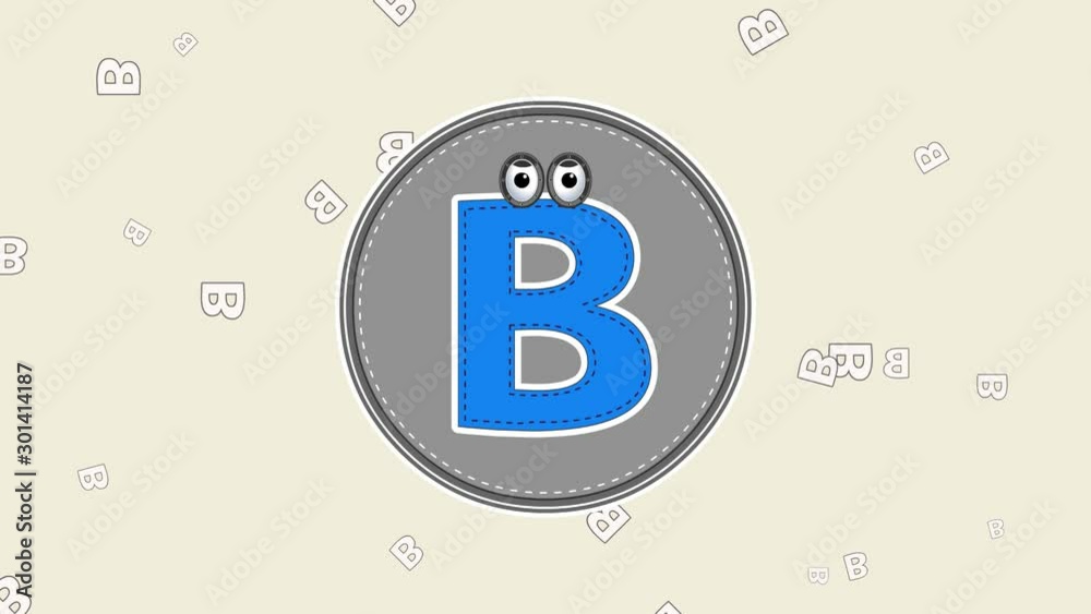 Animated Blinking Capital Letter B with waving hand animation and ...