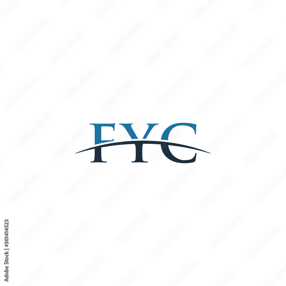 Initial letter FYC, overlapping movement swoosh horizon logo company ...