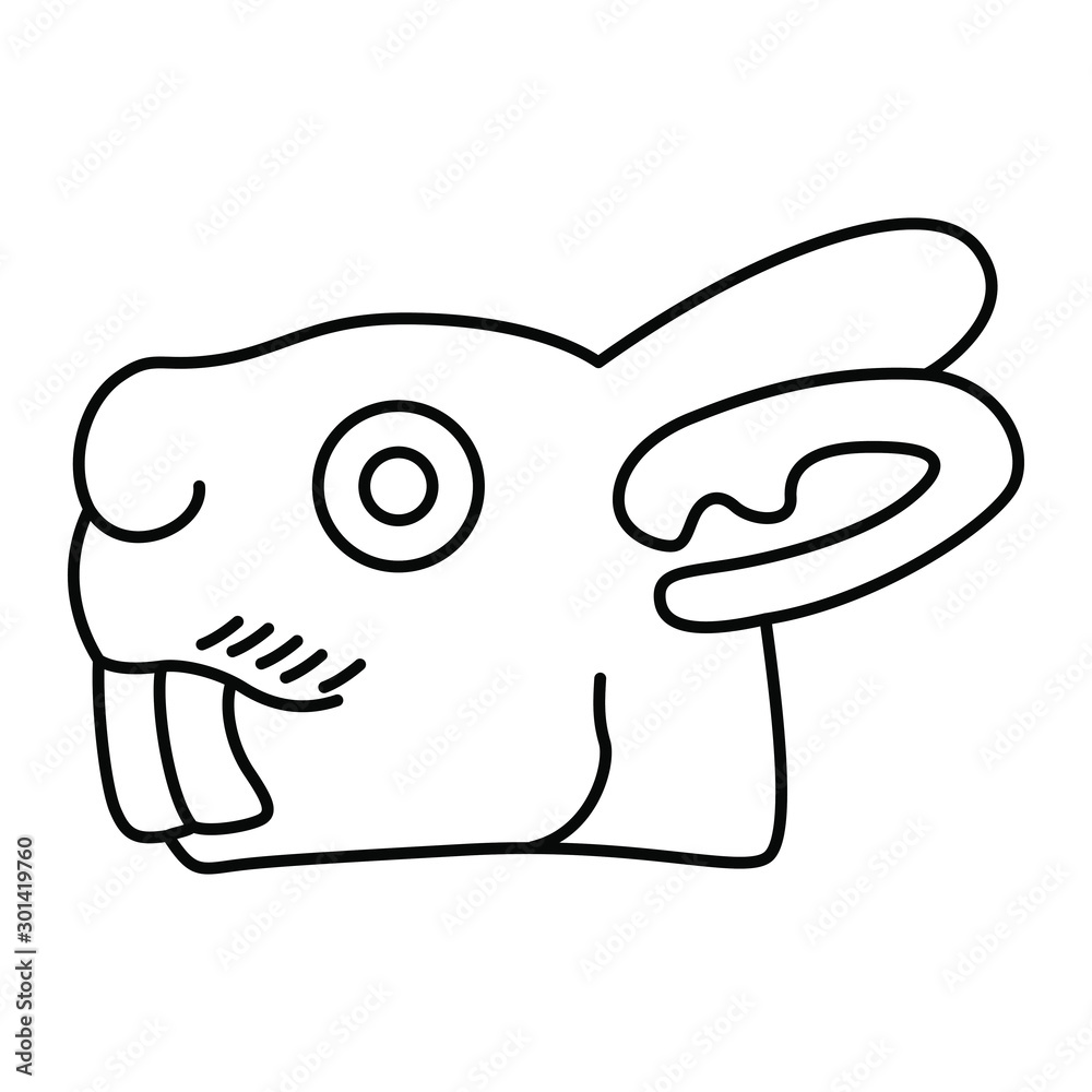 Isolated vector illustration. Stylized head of rabbit or hare. Ancient ...