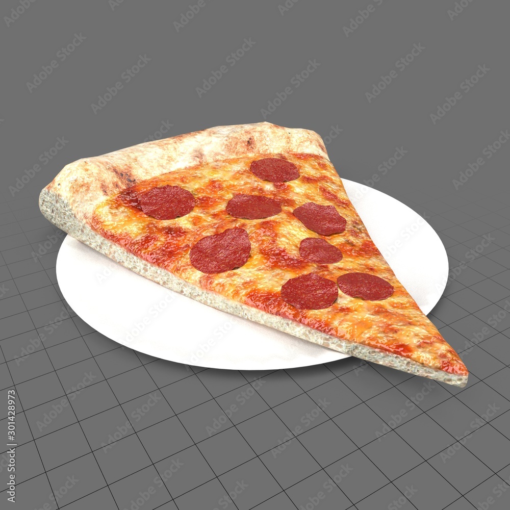 Pizza slice on plate Stock 3D asset | Adobe Stock
