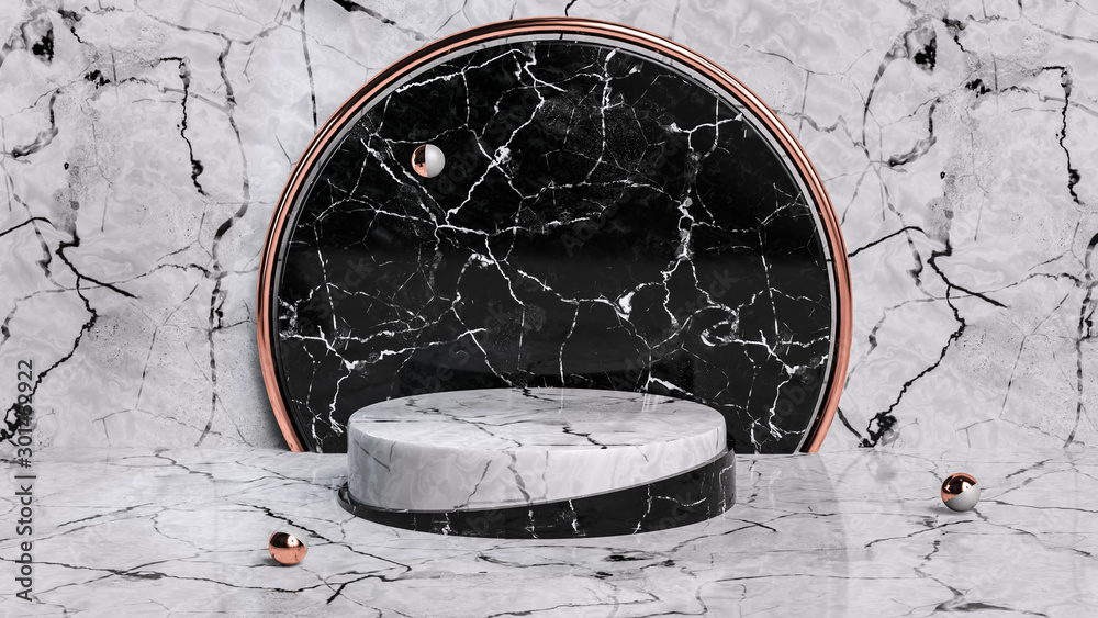 Marble product display background, marble textured round podium, black ...
