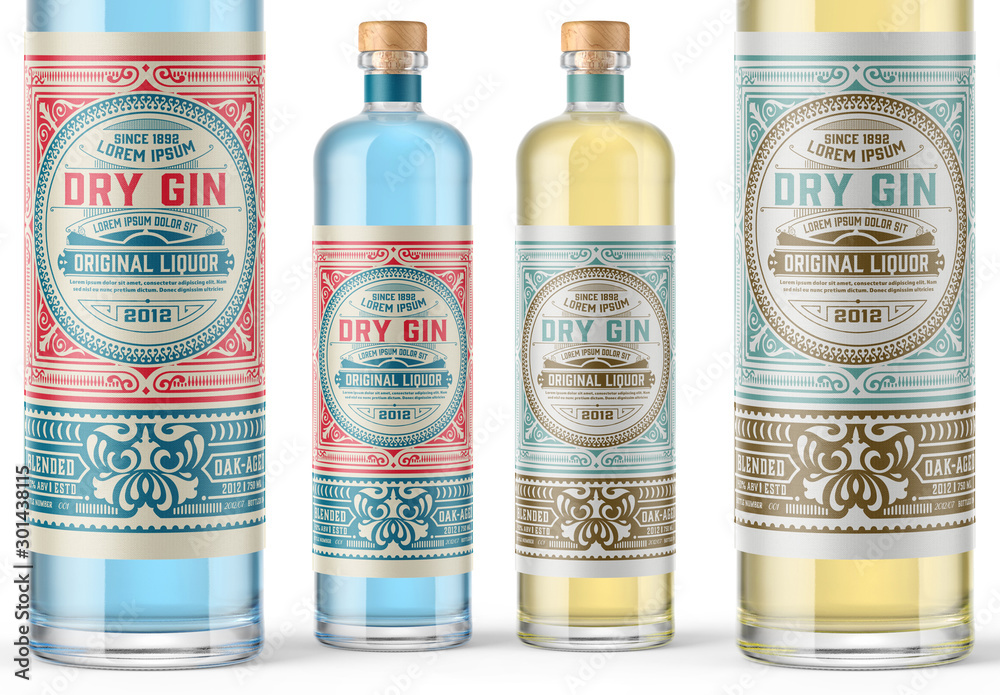 Vintage Gin Label Packaging Layout Stock Template | Adobe Stock