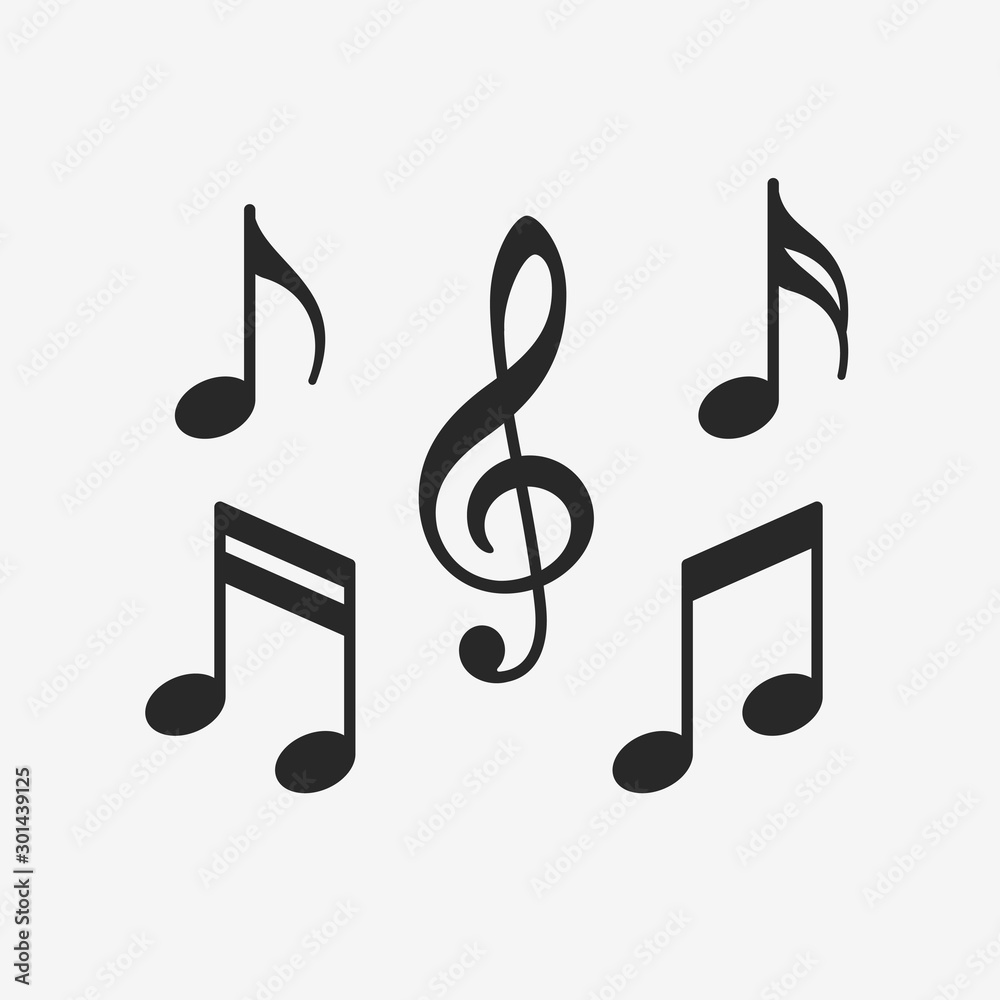 Music notes icons set. Musical key signs. Vector symbols on white ...