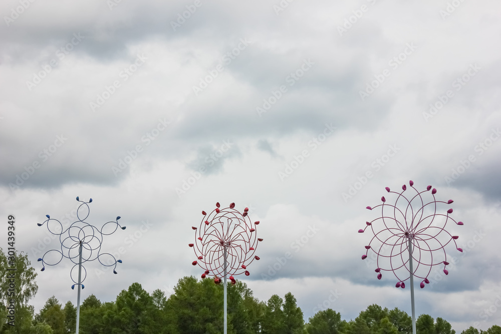 Meterological weather station wind meter anemometer on sky background ...