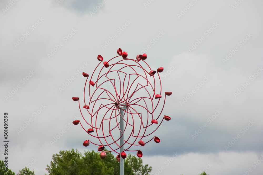 Meterological weather station wind meter anemometer on sky background ...