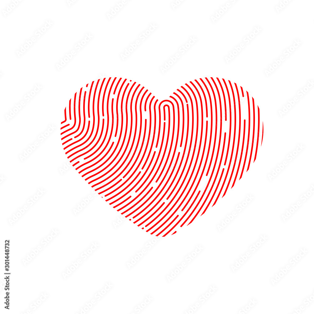 Fingerprint heart romance love. Digital security authentication concept ...