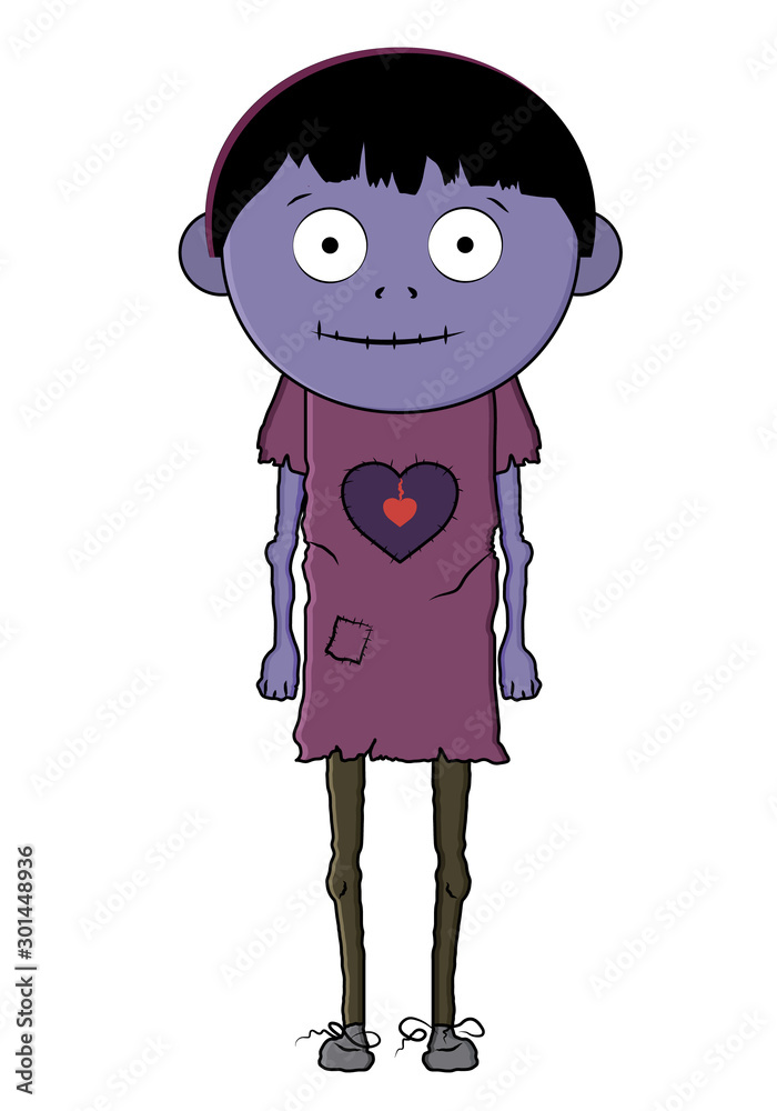 Vector illustration of cartoon zombie-boy isolated on white background ...