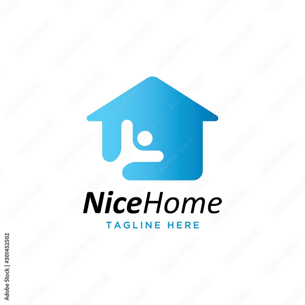 Human with house logo design vector template Stock Vector | Adobe Stock