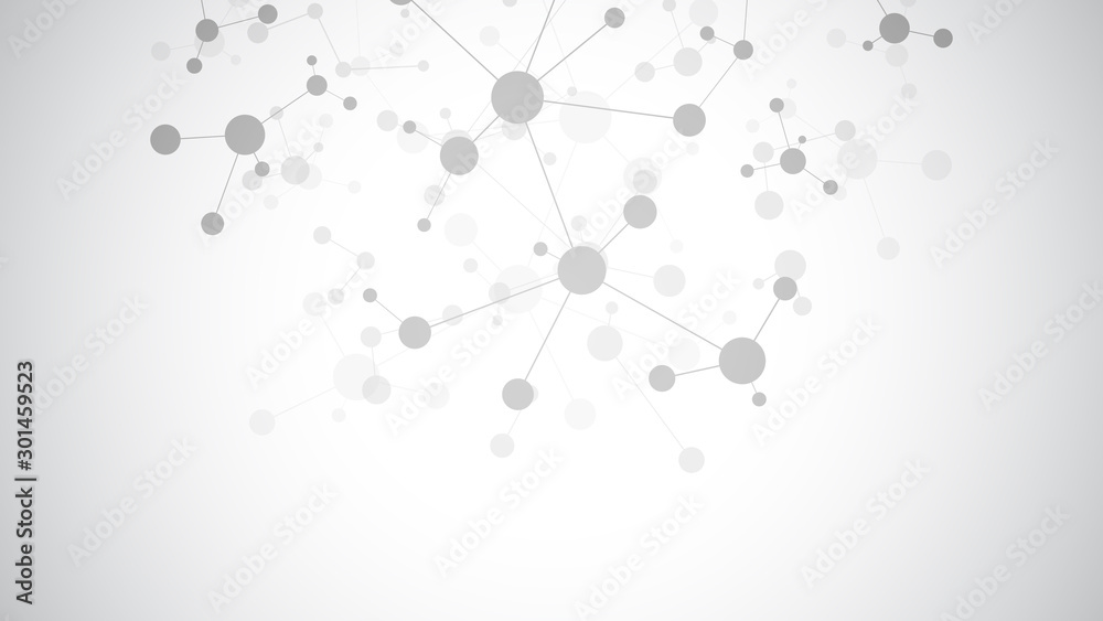 Abstract background of molecules. Molecular structures or DNA strand ...