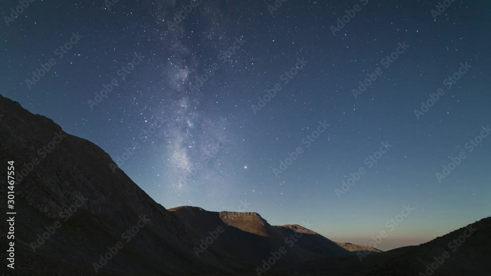 4k UHD timelapse night star sky with galaxy shoot on mount Olympus ...