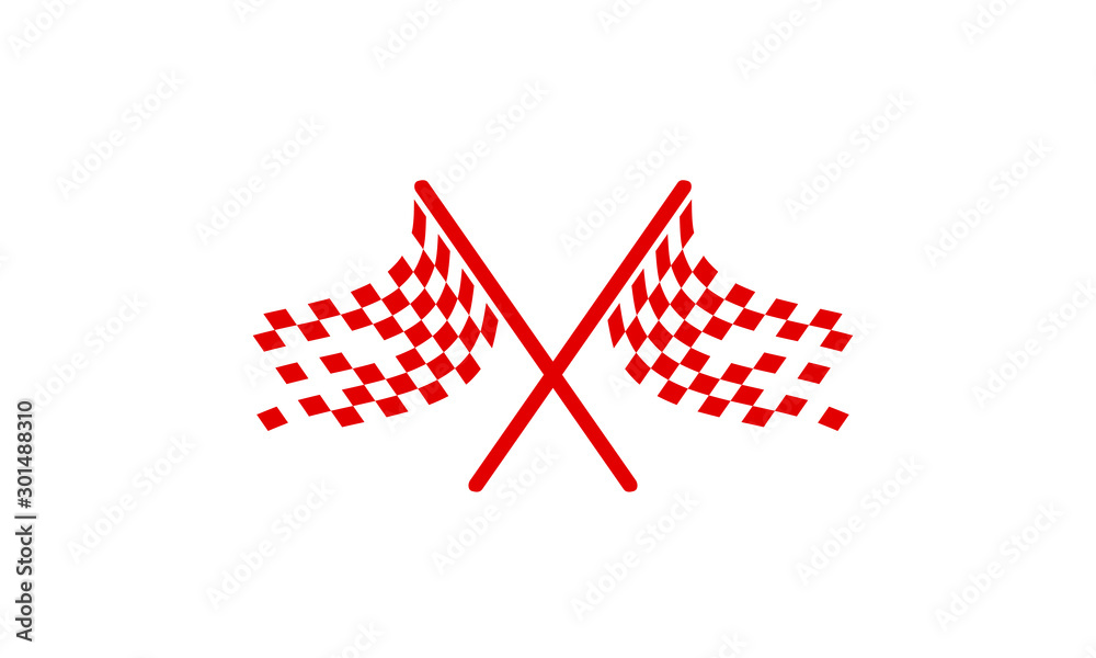 Red & White Checkered Flag, Race flag logo icon, modern simple design ...