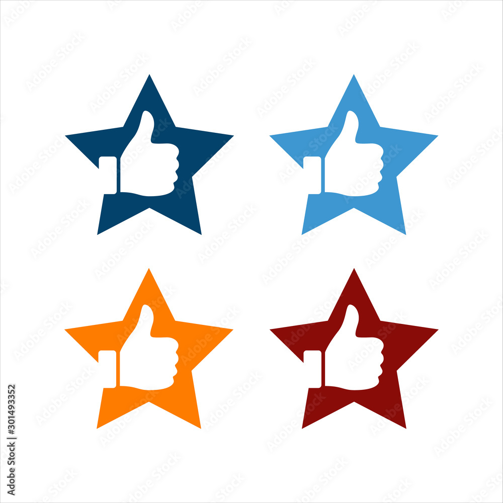 thumbs up star logo design vector sign. symbol of good rating ...