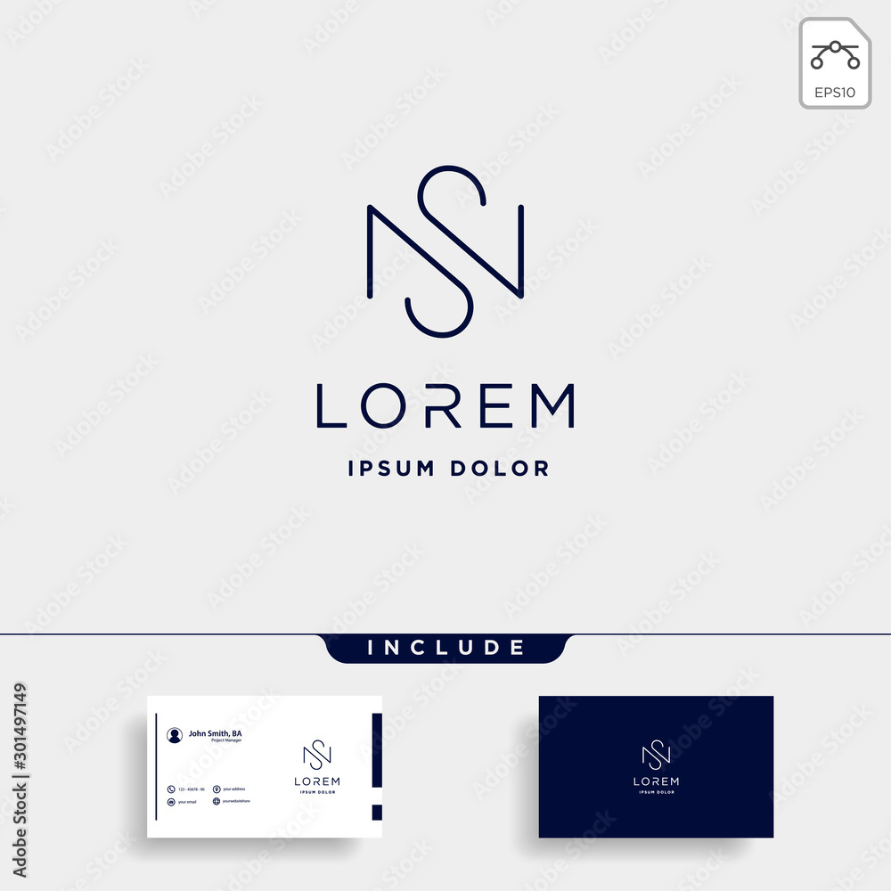 Letter S N SN NS Logo Design Simple Vector Stock Vector | Adobe Stock
