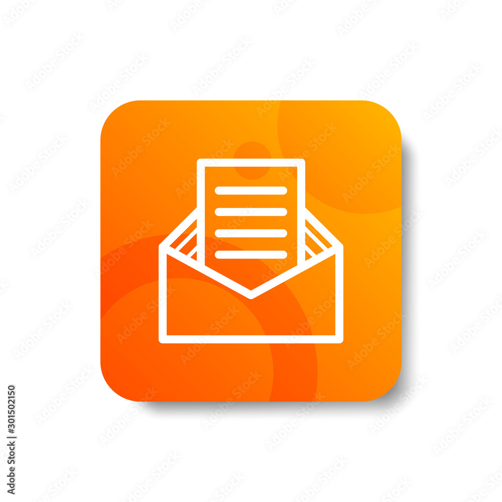 inbox mail round icon in outline / line and stripes style with colorful ...