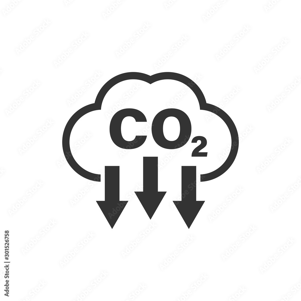 Co2 icon in flat style. Emission vector illustration on white isolated ...