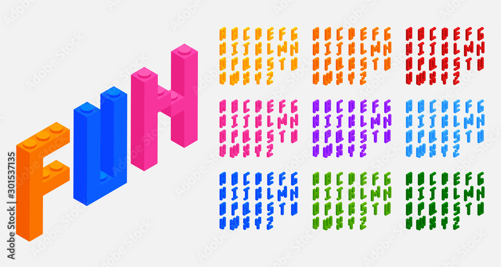 plastic bricks toys alphabets letters set Stock Vector | Adobe Stock