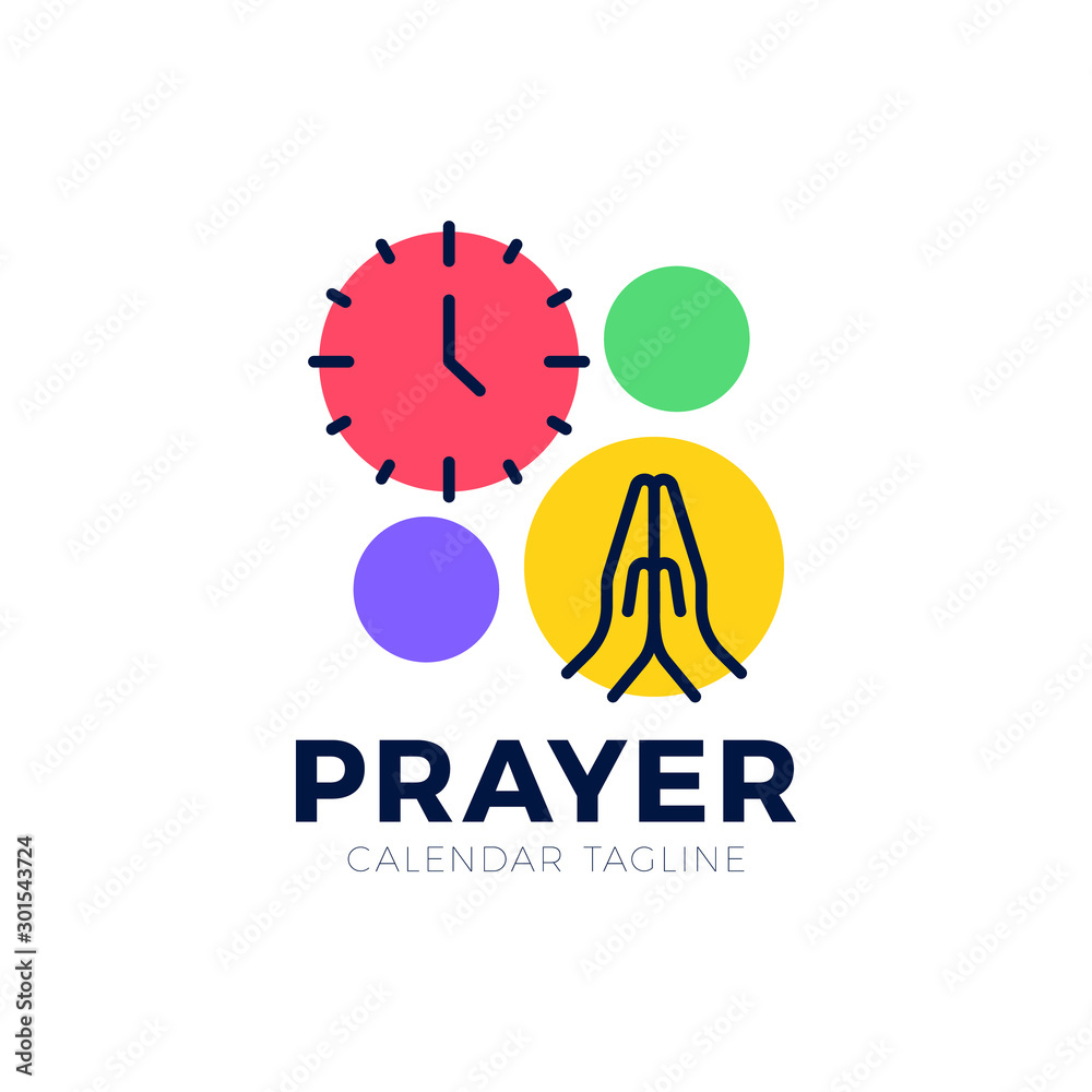 Time to Pray vector logo. Praying Hands Icon with clock. Stock Vector ...