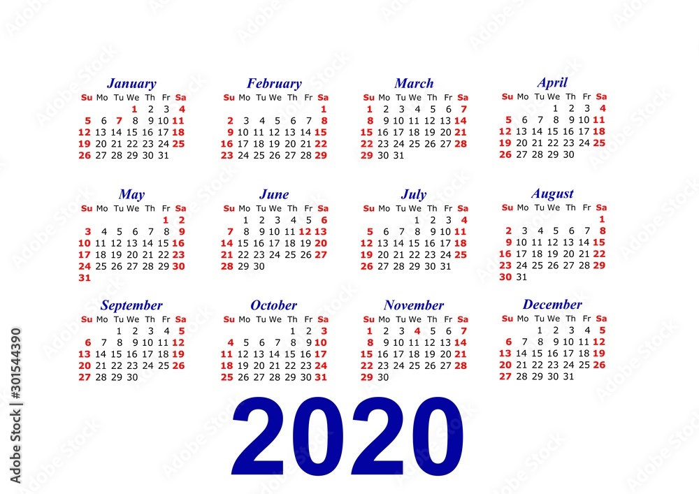 Wall calendar for the whole year. Corporate, home and business calendar ...