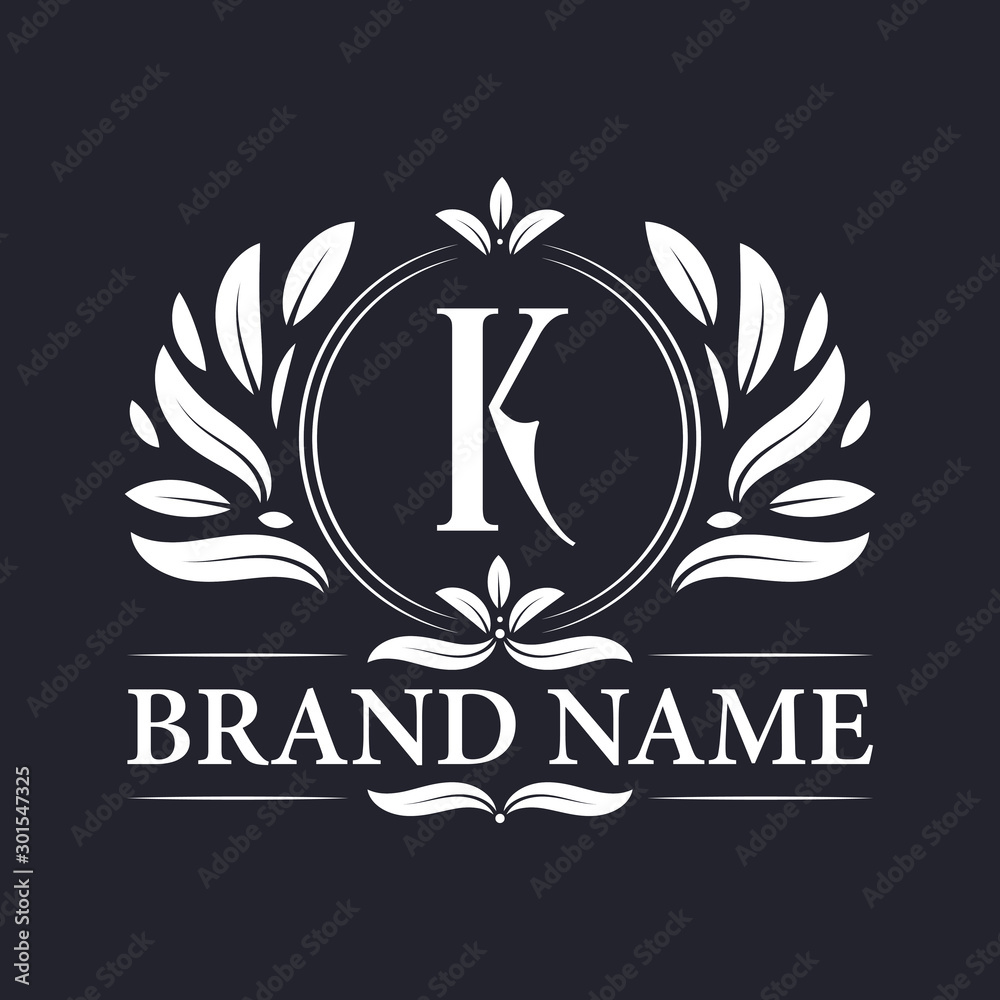 Vintage ornamental K logo design. Luxurious & elegant alphabet K letter ...
