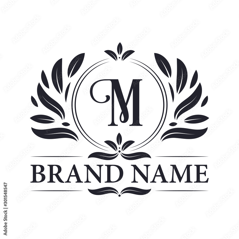 Vintage ornamental M logo design. Luxurious & elegant alphabet M letter ...