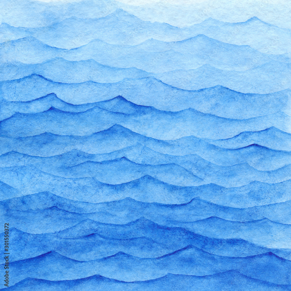 Watercolor waves pattern. Watercolor blue background Stock Illustration ...