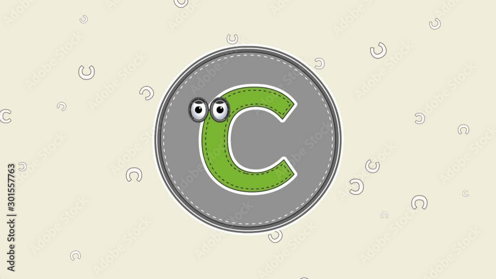 Animated Blinking Capital Letter C with waving hand animation and ...