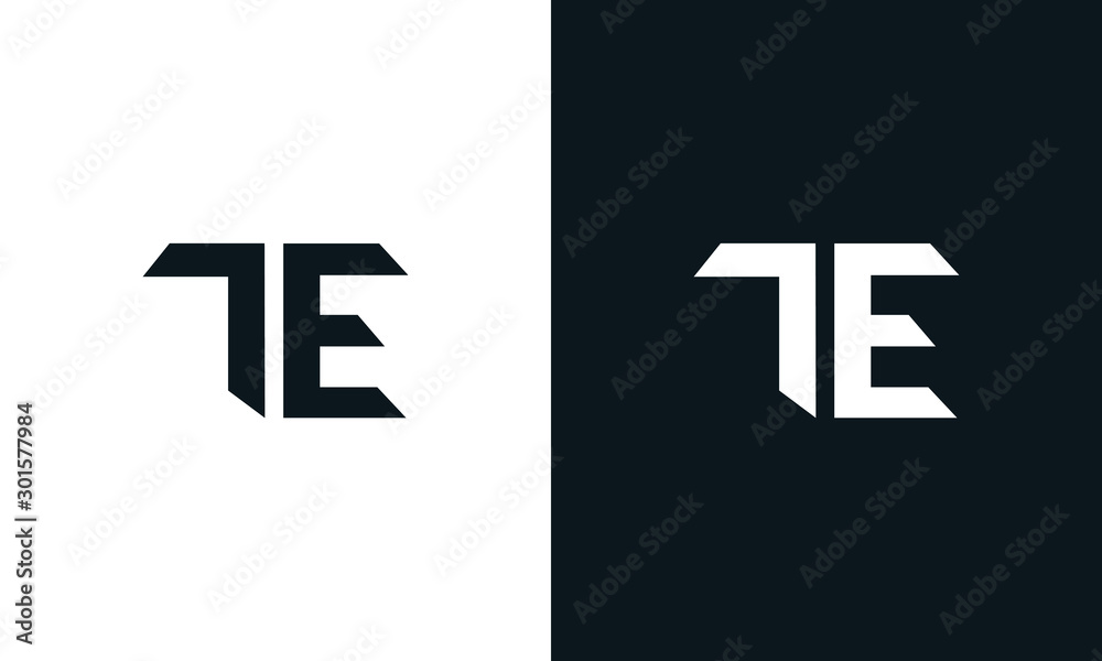 Minimalist abstract letter TE logo. This logo icon incorporate with two ...