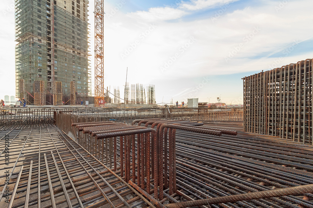 Construction of building. Construction of apartment house. Concrete ...