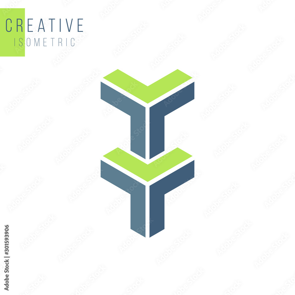 Triple arrow triangle abstract 3d isometric logo design template ...