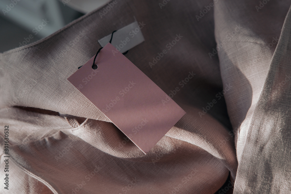 Pink linen dress with tag brand mock up Stock Photo | Adobe Stock