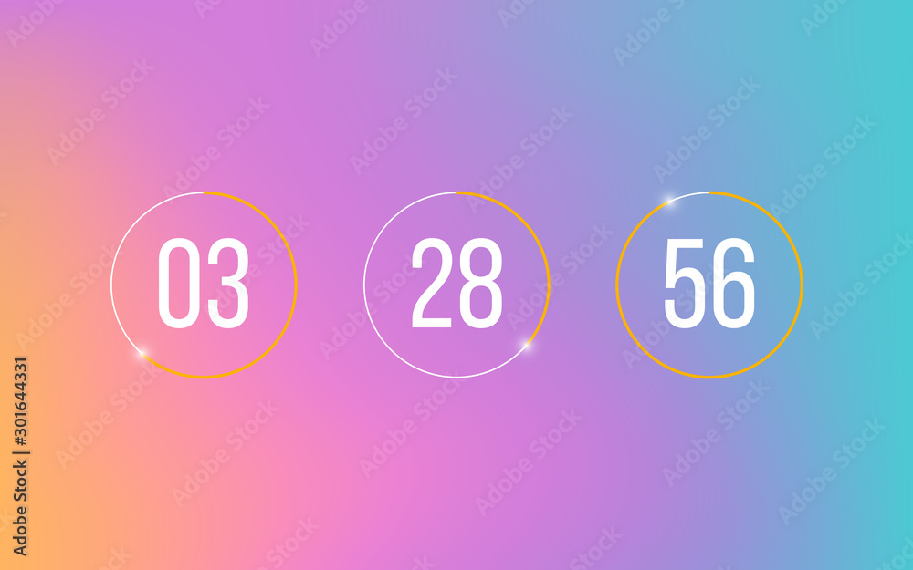 Countdown clock timer on soft gradient background. Modern counter with ...