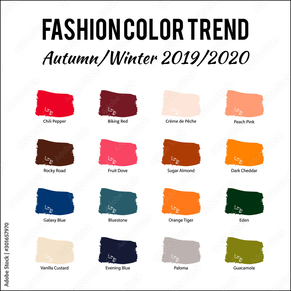 Fashion Color Trend Autumn Winter 2019 2020. Trendy colors palette ...