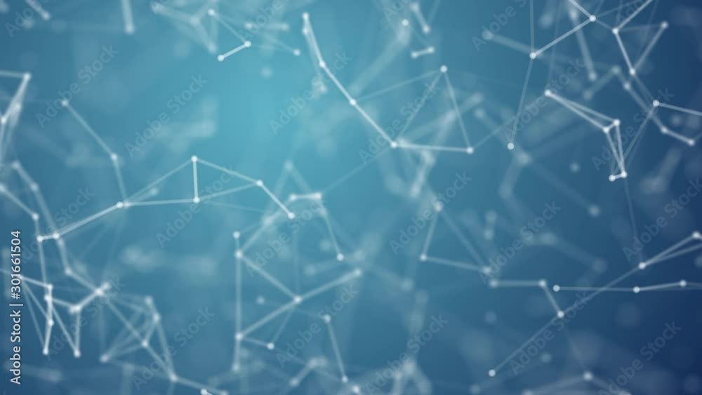 3D Abstract white geometry flying wireframe network and connecting dot ...