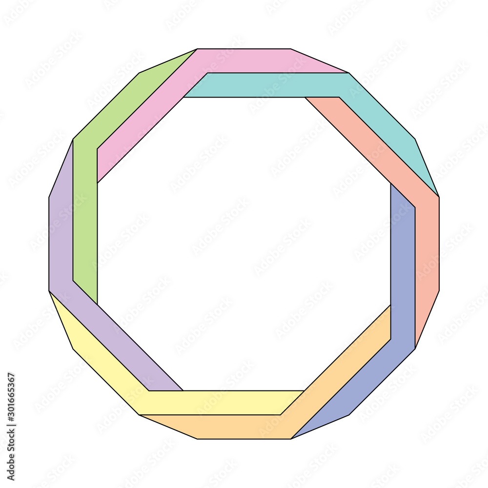 Impossible shape, optical illusion. Vector color illustration of ...