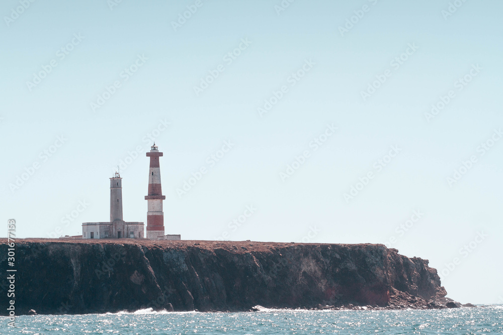Light house on the cliff. Island "Todos los Santos". Ensenada. Baja ...