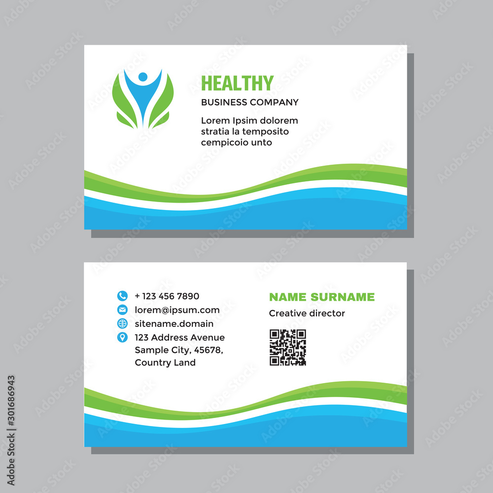 Business visit card template with logo - concept design. Nature green ...