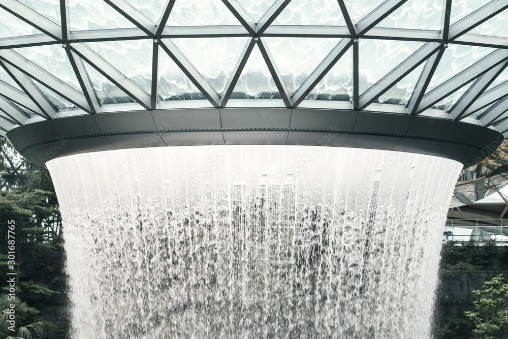 SINGAPORE-MAY 22, 2019_The HSBC Rain Vortex, the world's largest indoor ...
