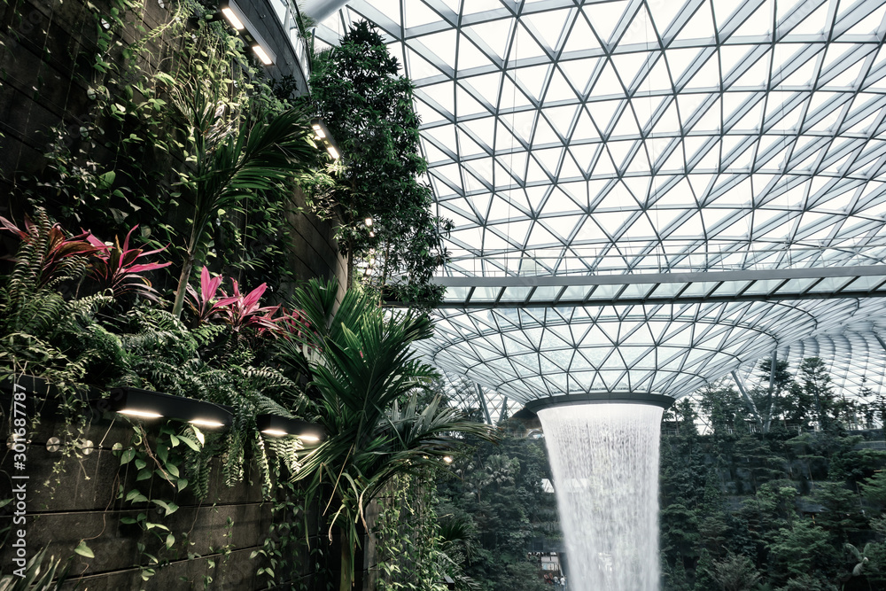 SINGAPORE-MAY 22, 2019_The HSBC Rain Vortex, the world's largest indoor ...