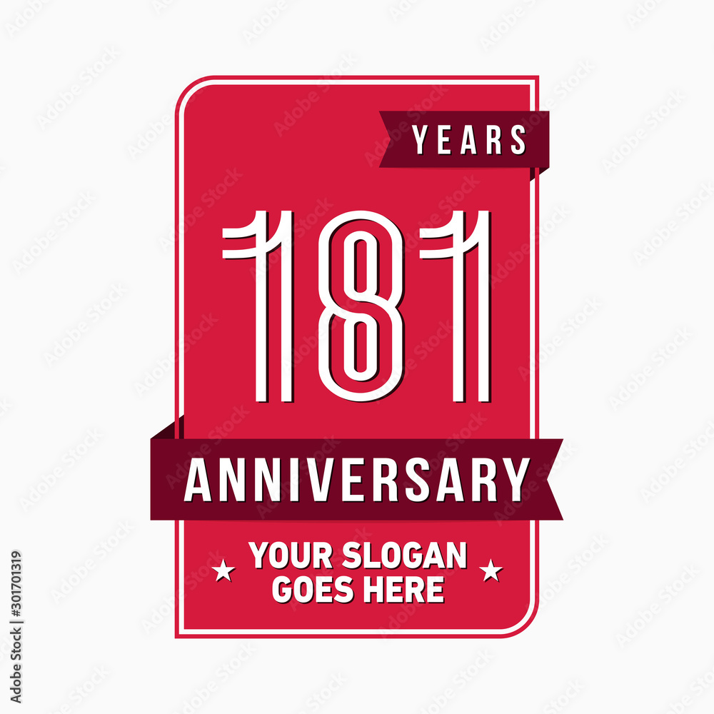 Vetor de 181 years anniversary design template. One hundred and eighty ...
