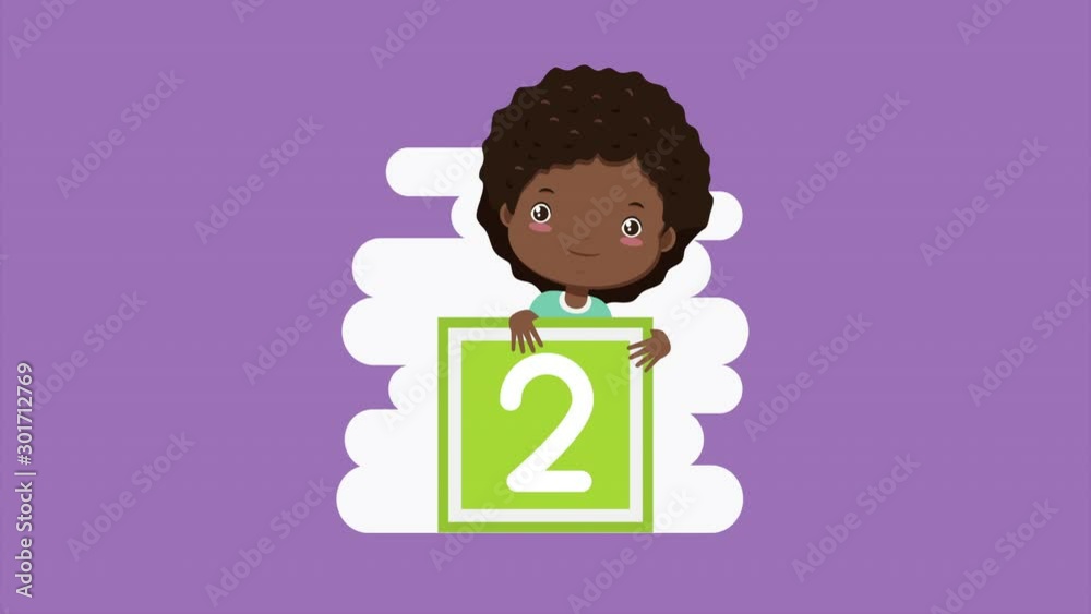 afro little girl with two block character Stock Video | Adobe Stock