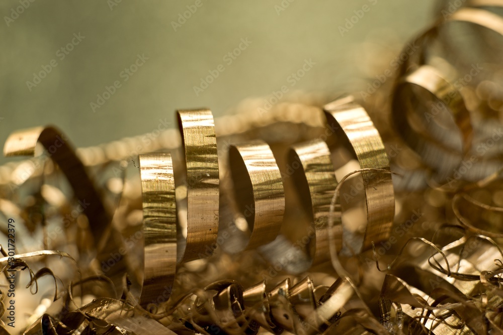 Bronze copper chip from lathe, metal cutting, metal recycling ...