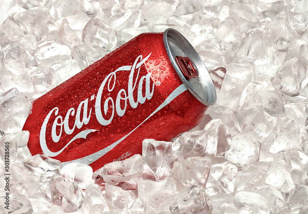 Los Angeles, California - May 17, 2019: Classic Coca-Cola can on Ice ...