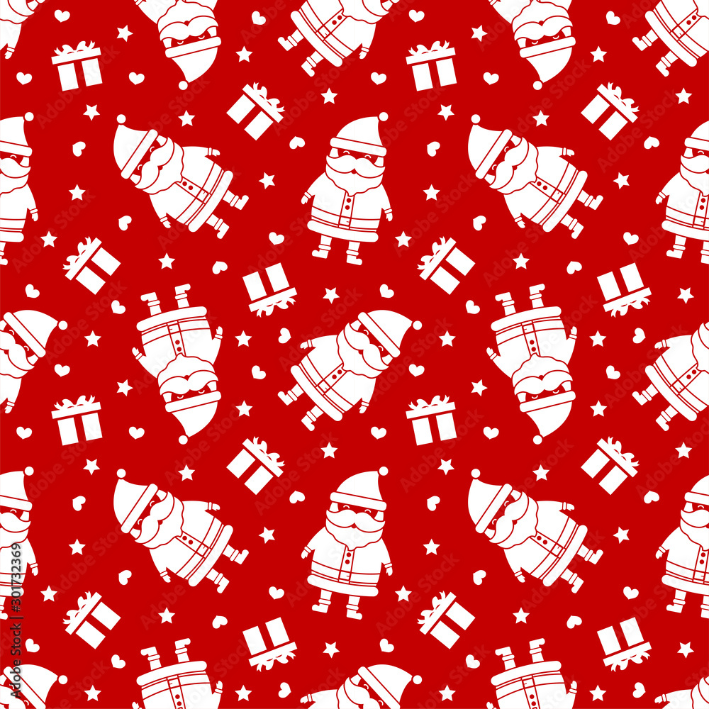Merry Christmas pattern seamless. Red and white X-mas winter holiday ...