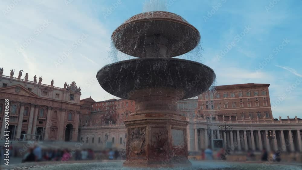 Beautiful Fountain at Piazza San Pietro square and Basilica di San ...