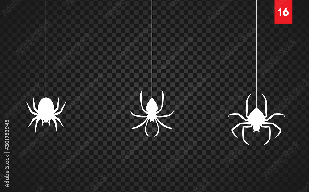 Spiders for decoration and covering on the transparent background ...