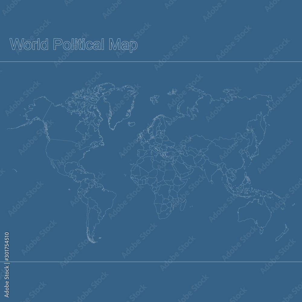 vector illustration with World Political Map Stock Vector | Adobe Stock